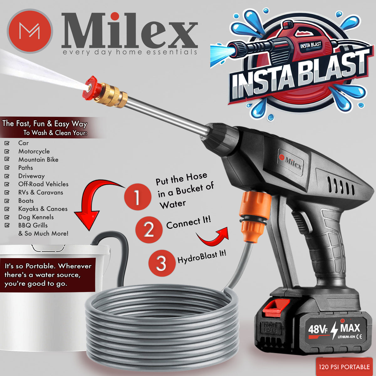 Milex Insta Blast Powerful, Portable, Hand-held Pressure Washer – Milex USA